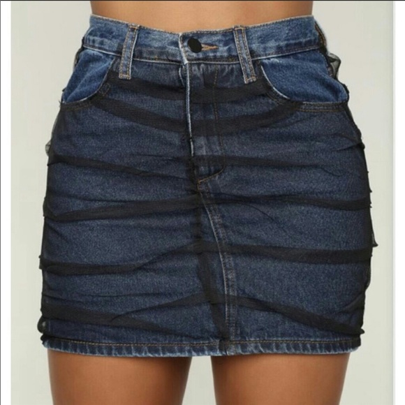 Fashion Nova | Skirts | Fashion Nova Black Mesh Denim Mini Skirt C ...